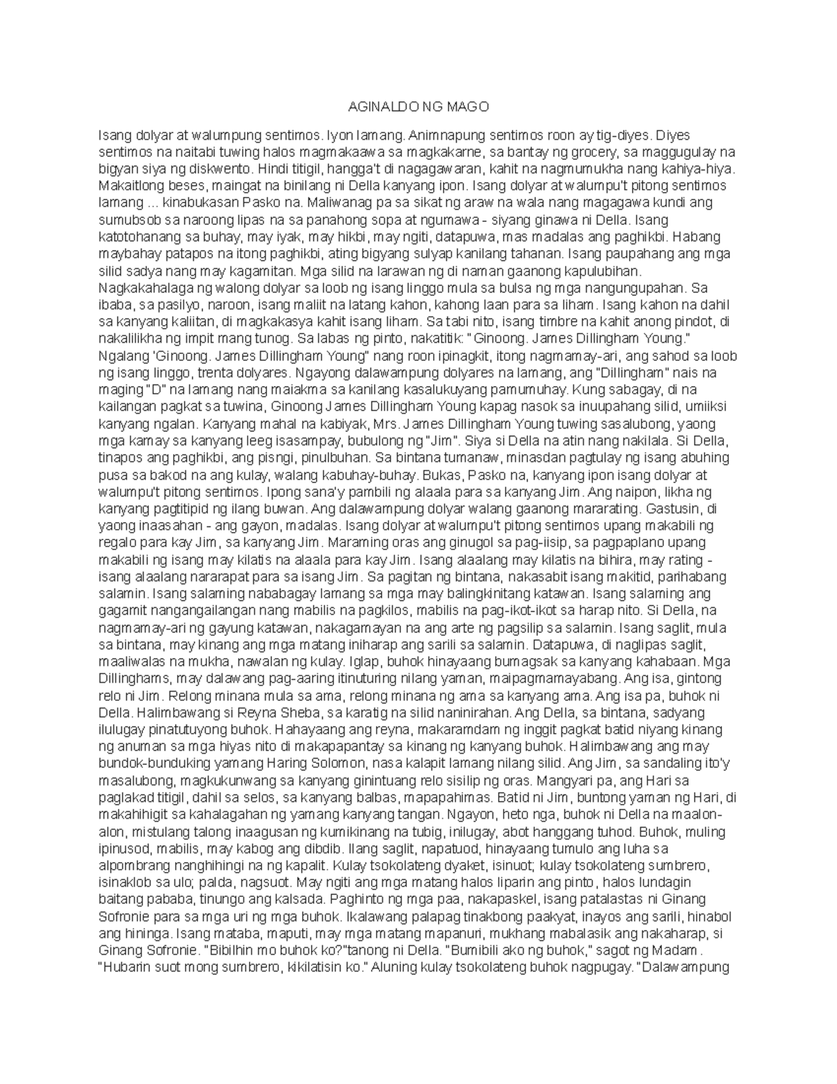 Aginaldo NG MAGO - translation - AGINALDO NG MAGO Isang dolyar at ...