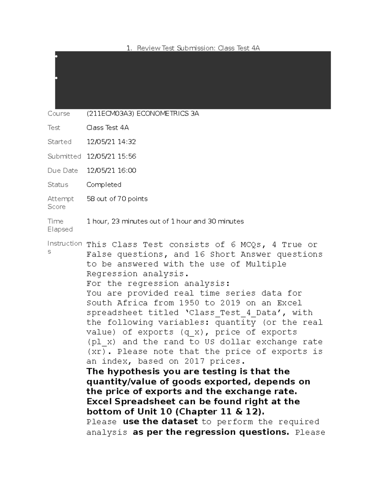 Class Test 4 - 1. Review Test Submission: Class Test 4A Course ...