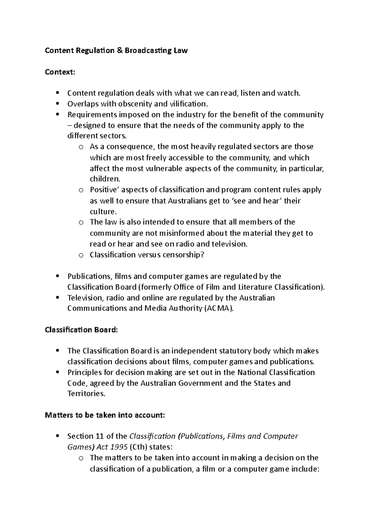 Content Regulation - Lecture note 1-13 - Content Regulation ...