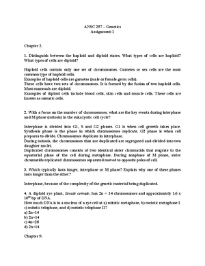 Assign 2 Genetics - ANSC 257 – Genetics Assignment- Brianna Levisay ...