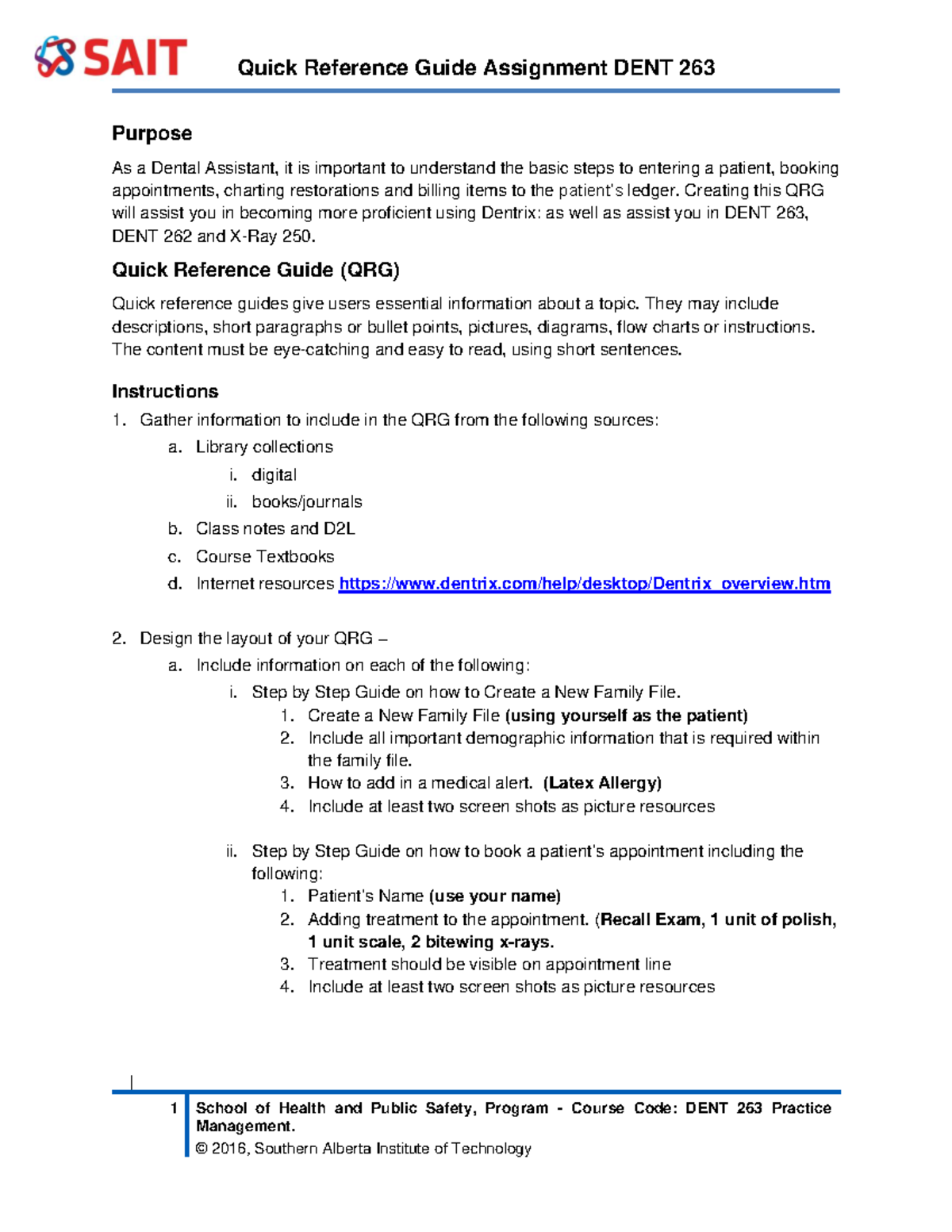QRG Assignment Dent 263 O-2-Fall 2023 - Quick Reference Guide ...