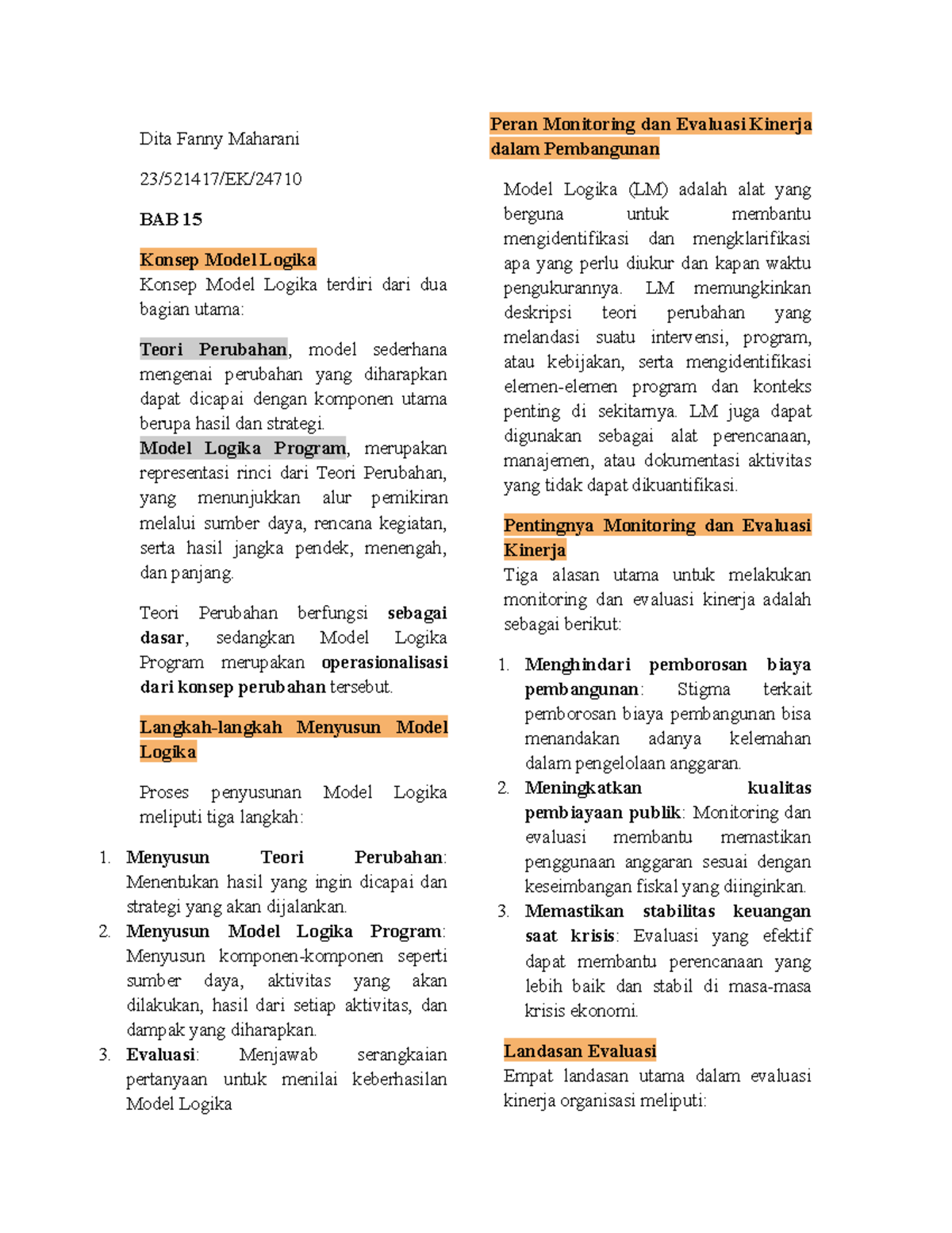 Ikhtisar Bab 15 Model Logika dan Evaluasi Lengkap - Dita Fanny Maharani ...