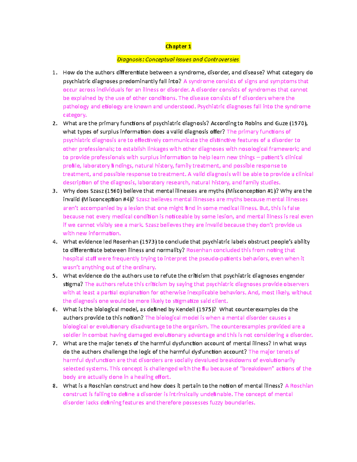 Exam 1 Reading Guides (ch. 1-5) - Chapter 1 Diagnosis: Conceptual ...