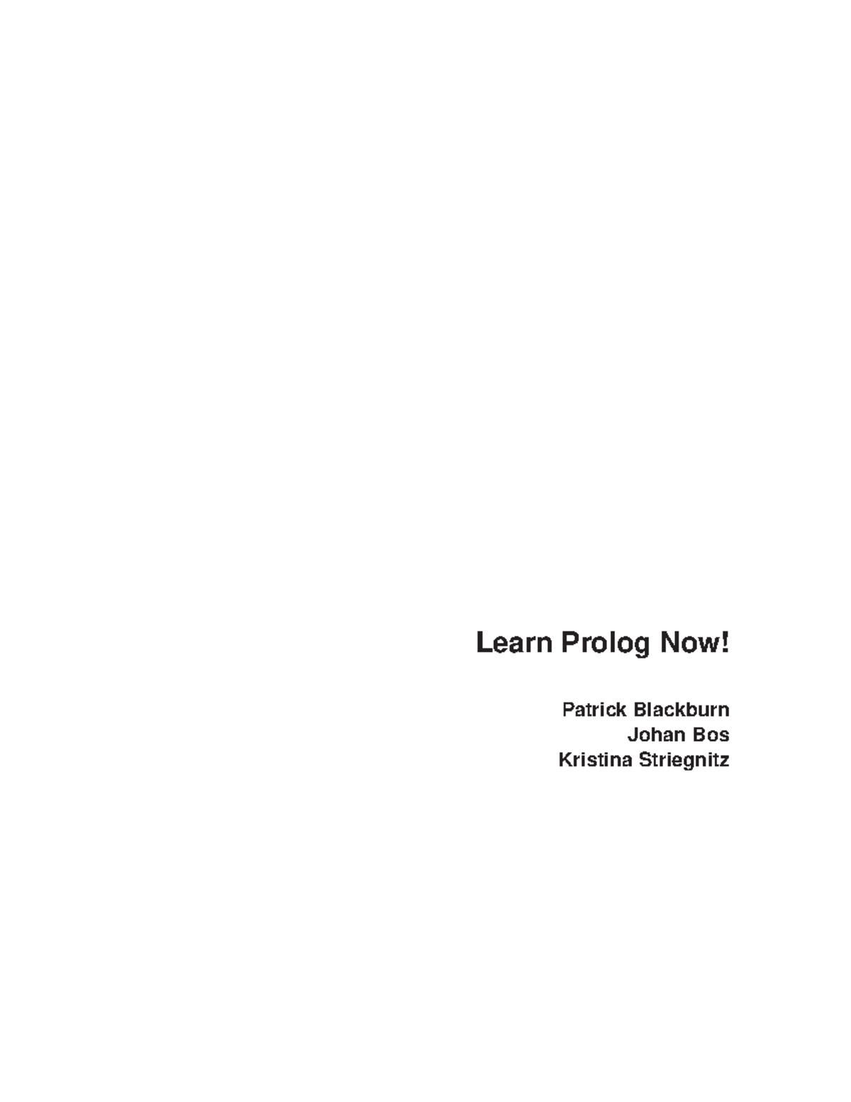 Prolog-notes - prolog notes - Learn Prolog Now! Patrick Blackburn Johan ...