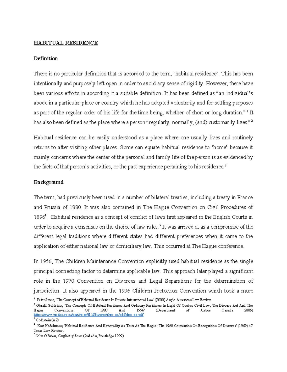 Habitual Residence - revision notes - HABITUAL RESIDENCE Definition ...