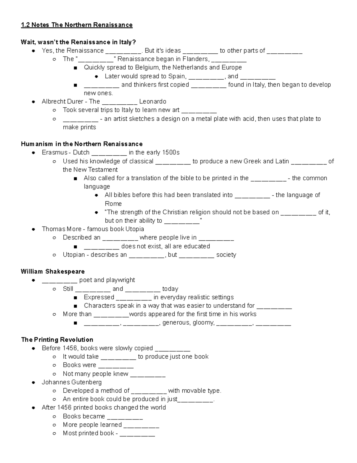 Chapter 1.2 Notes - 1 Notes The Northern Renaissance Wait, wasn’t the ...