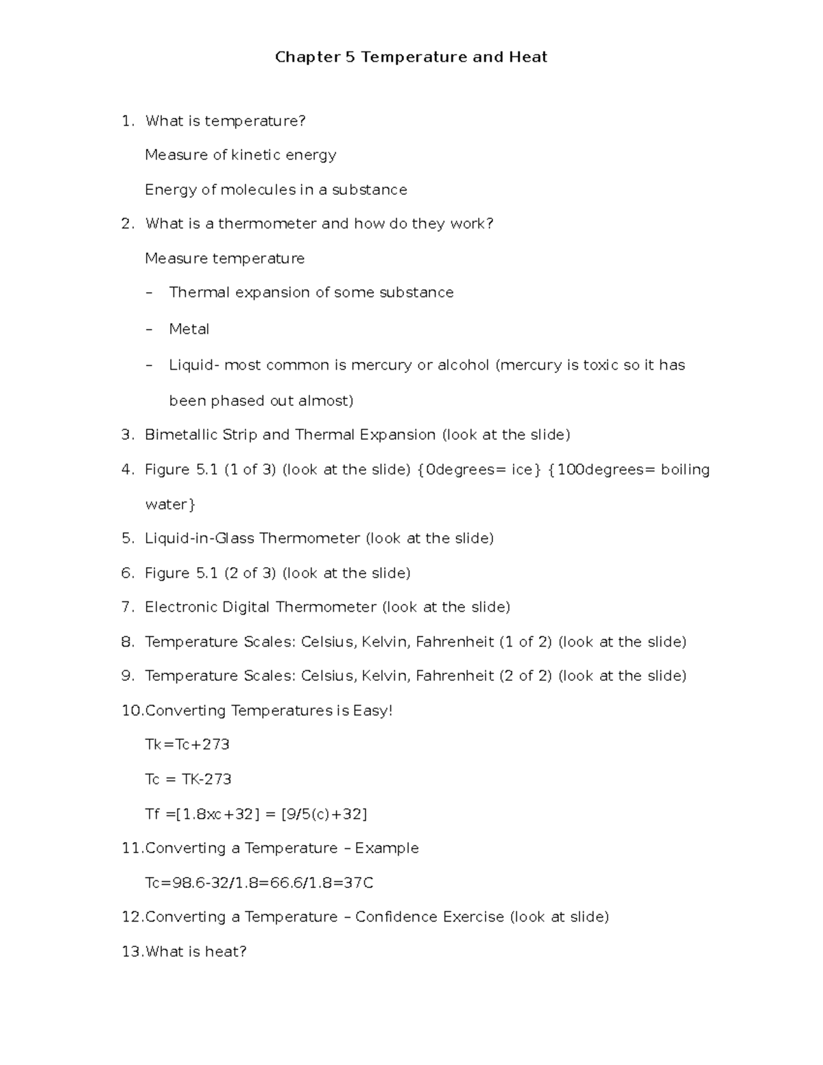 Chapter 5 Temperature and Heat - What is temperature? Measure of ...