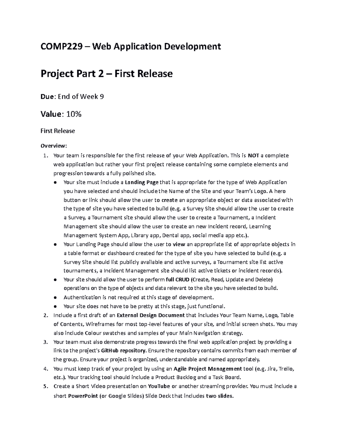 Project Part 2 - First Release - COMP229 – Web Application Development Project Part 2 – First ...