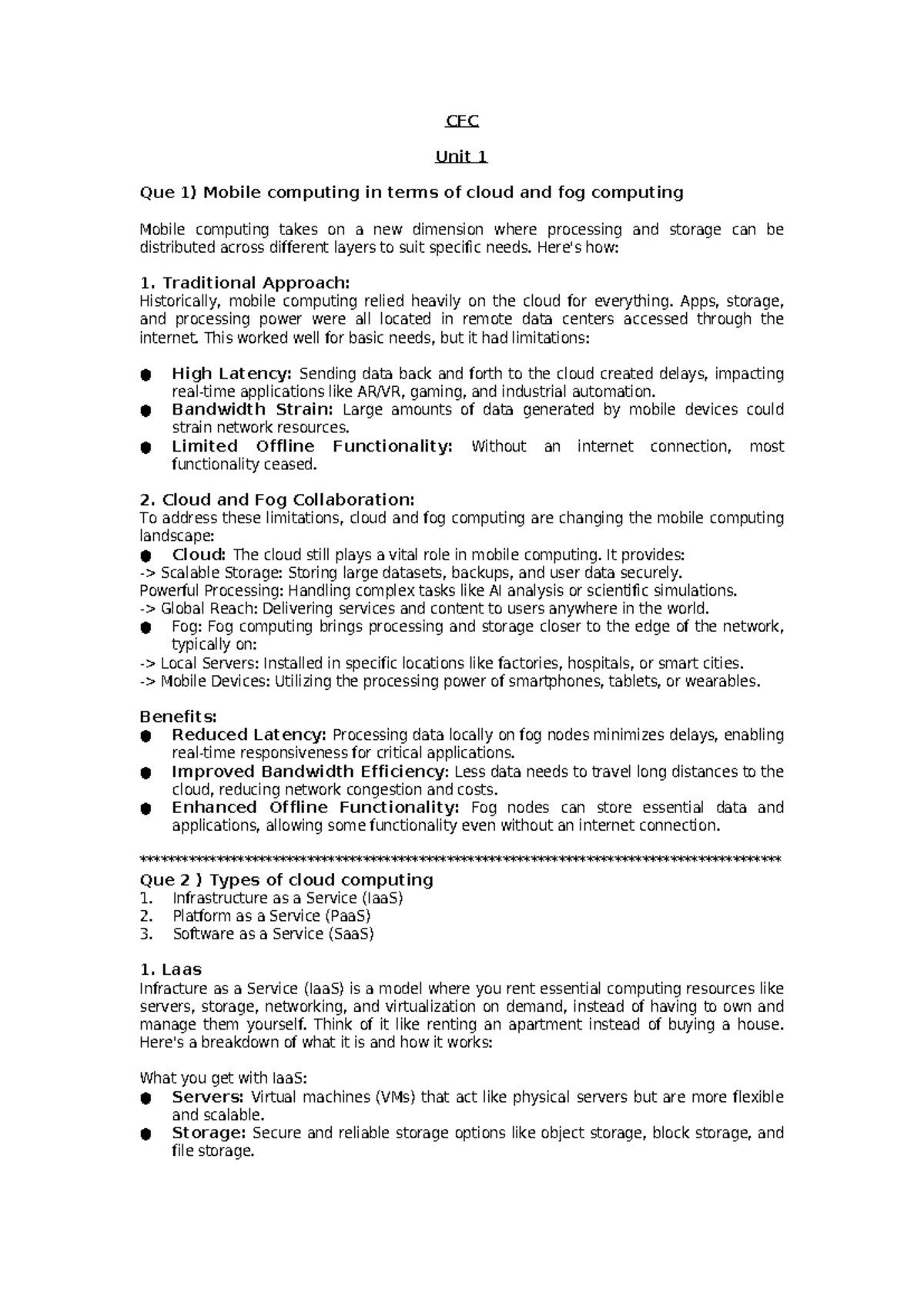 CFC-Complete-Notes - CFC Unit 1 Que 1) Mobile computing in terms of ...