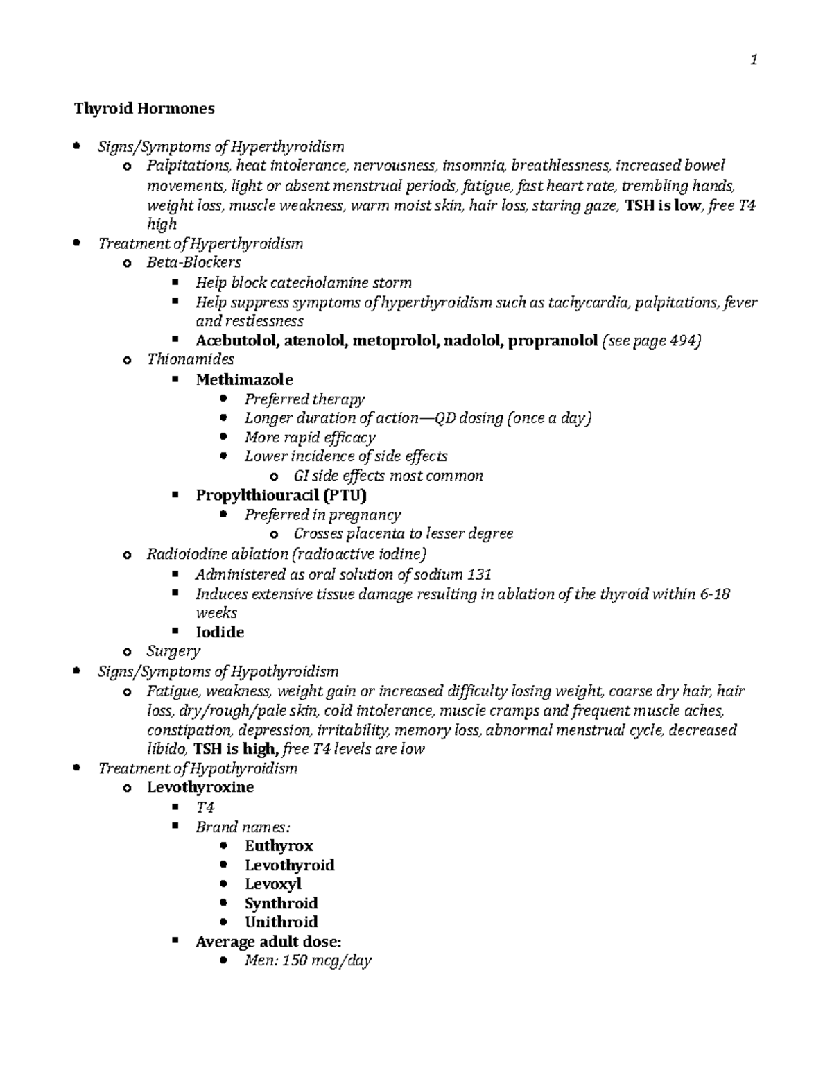 Thyroid Hormones - Lecture Notes, 1 - 20 - Thyroid Hormones Signs ...