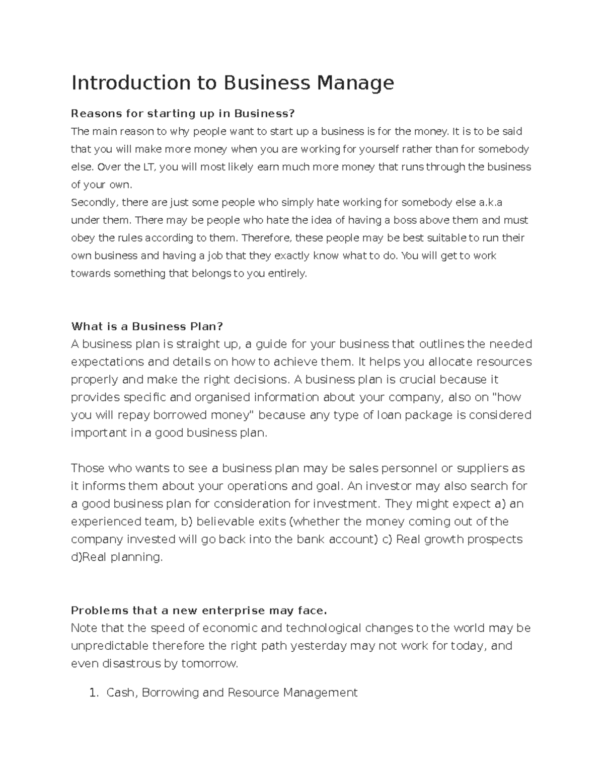 Introduction of bussiness mangement - Introduction to Business Manage ...