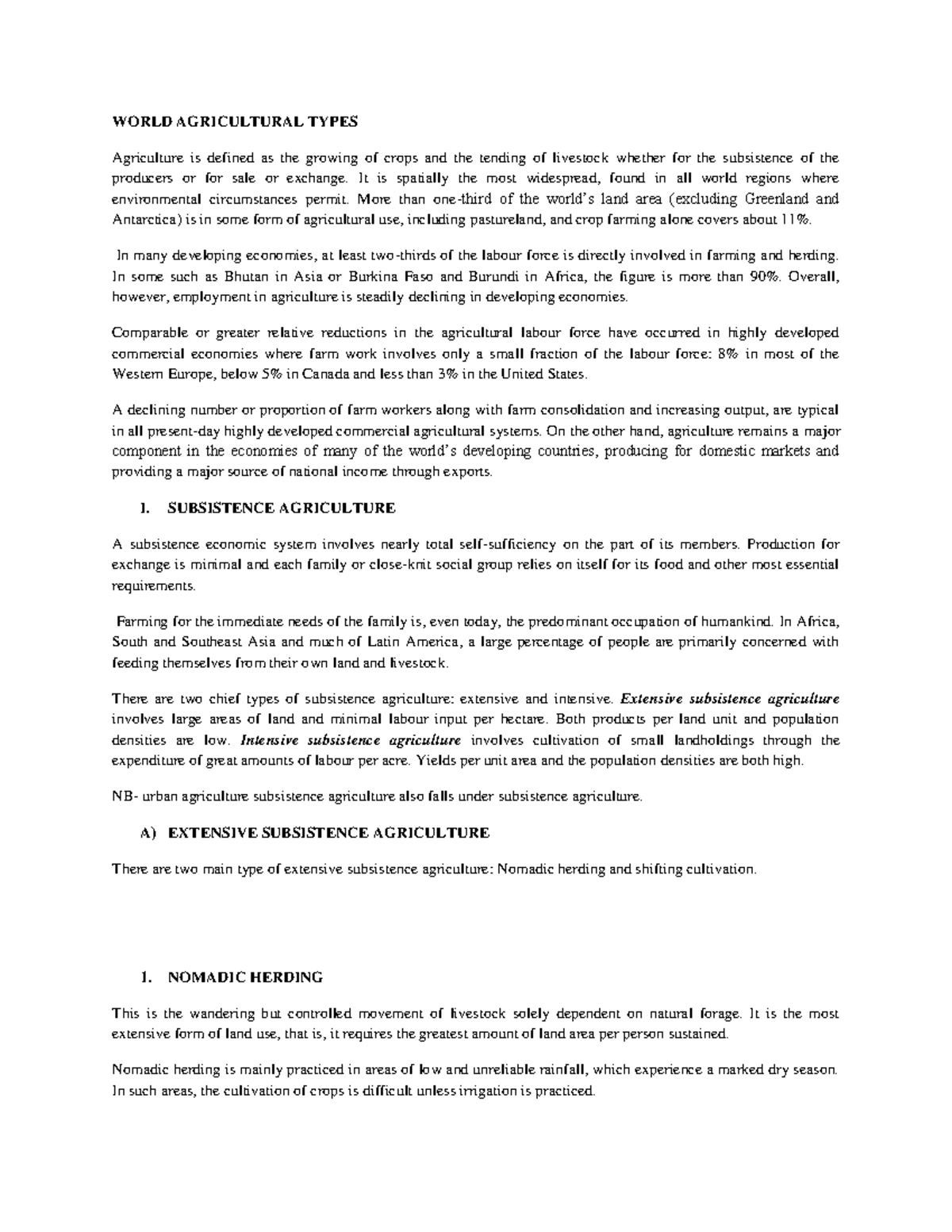World agricultural types-3 - WORLD AGRICULTURAL TYPES Agriculture is ...