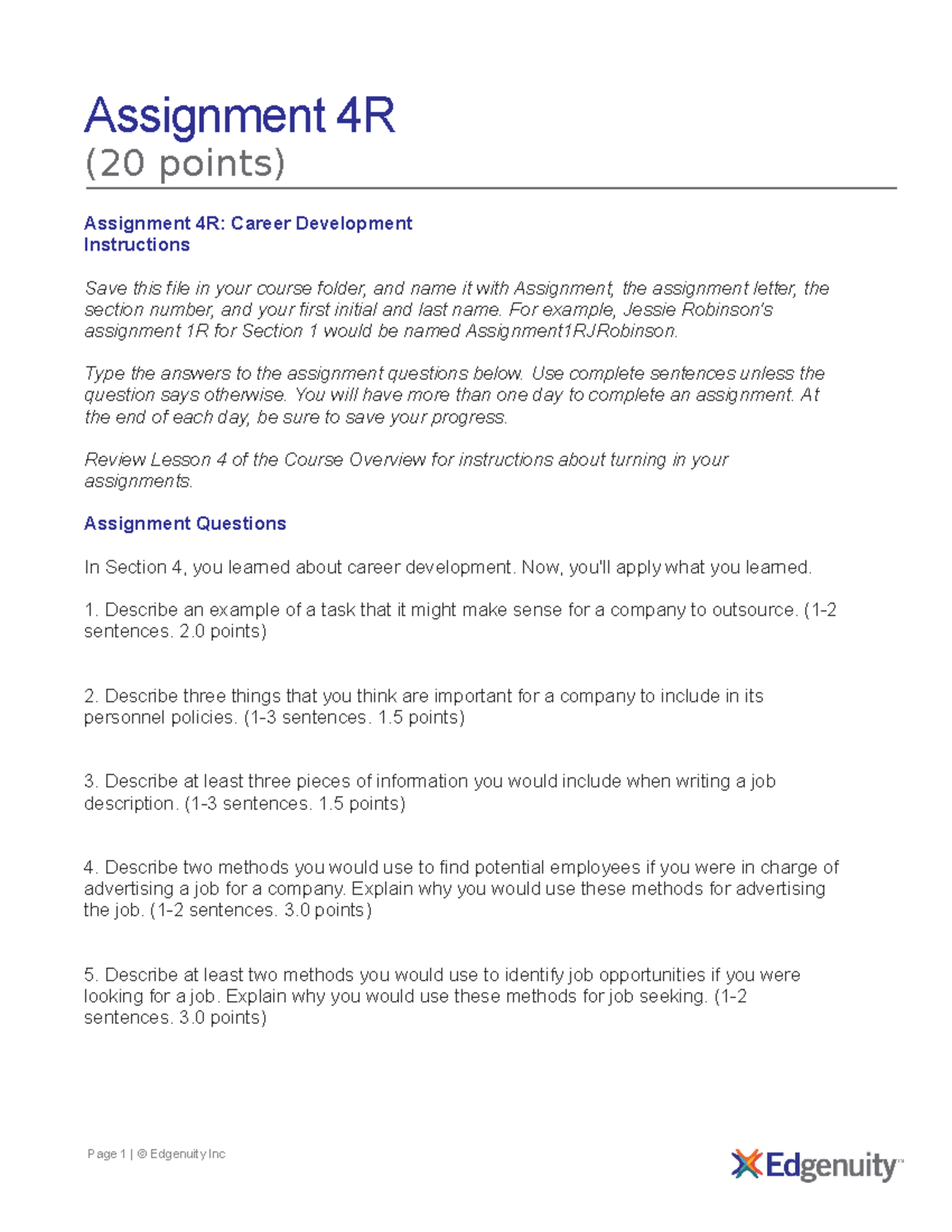 Assignment 4R - EL5733 - nlbhhbjlkb - Assignment 4R (20 points ...