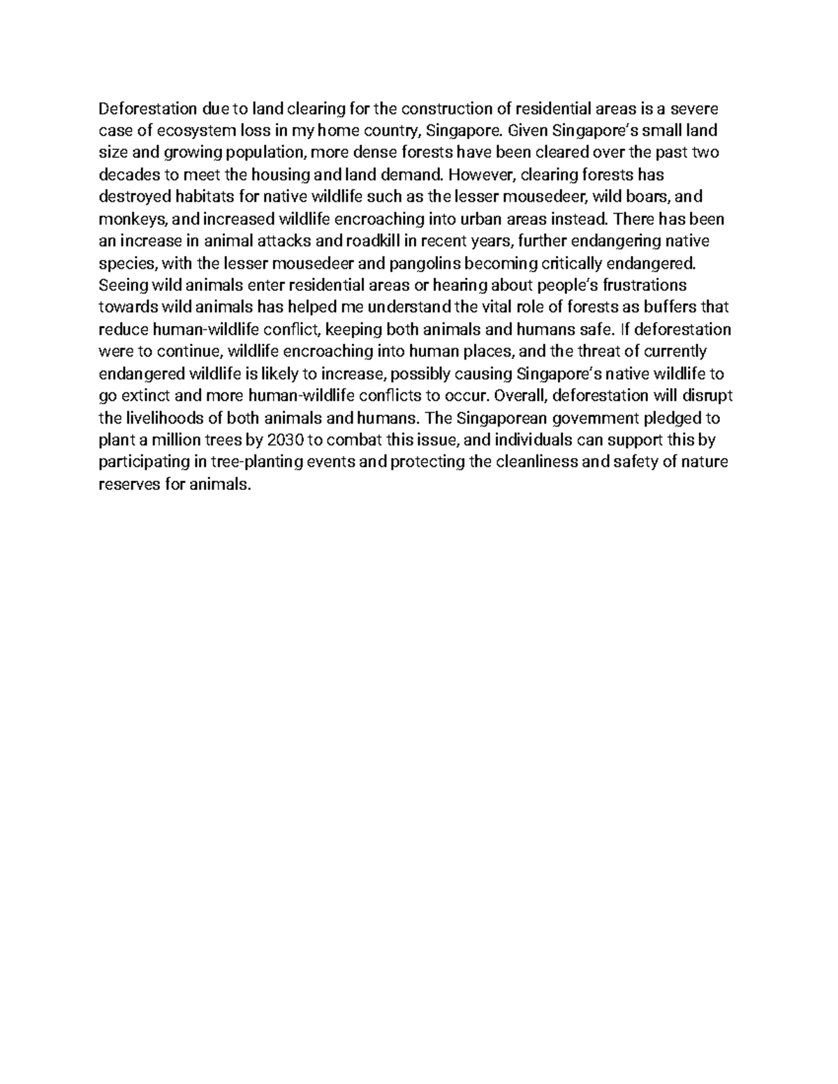 Short answer response - week 8 - Deforestation due to land clearing for ...