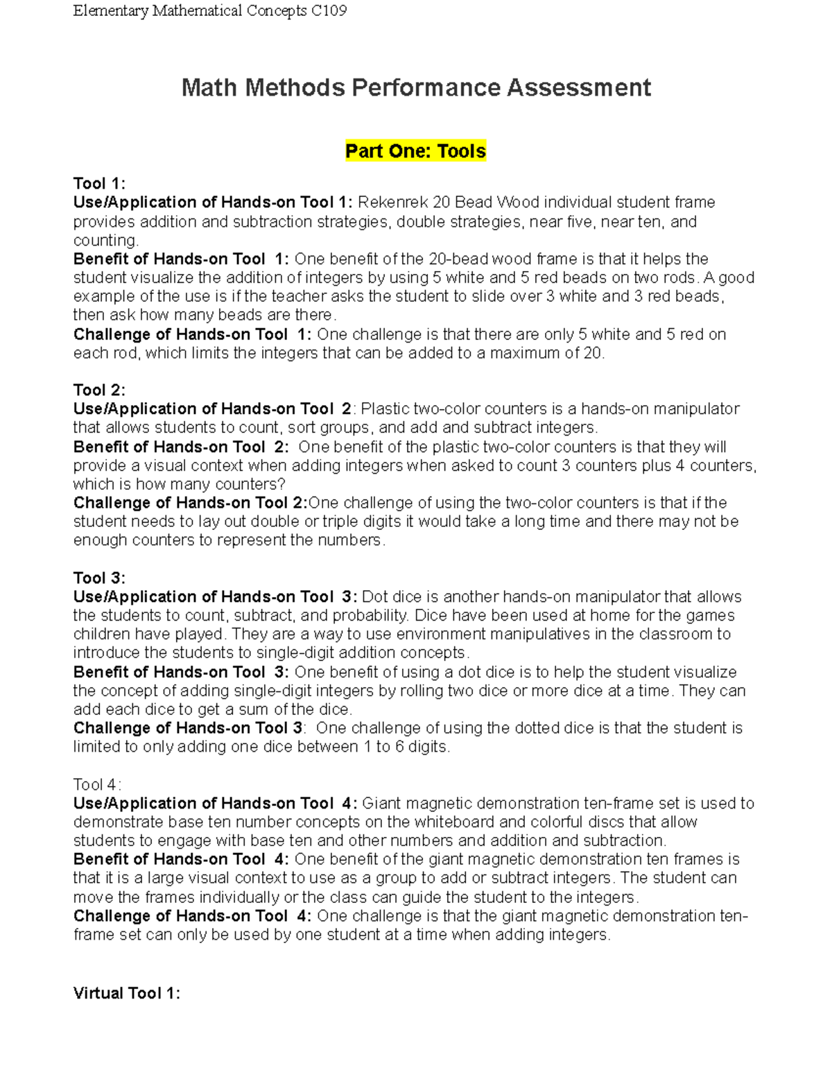 2021 Math Lesson Plan - none - Math Methods Performance Assessment Part ...