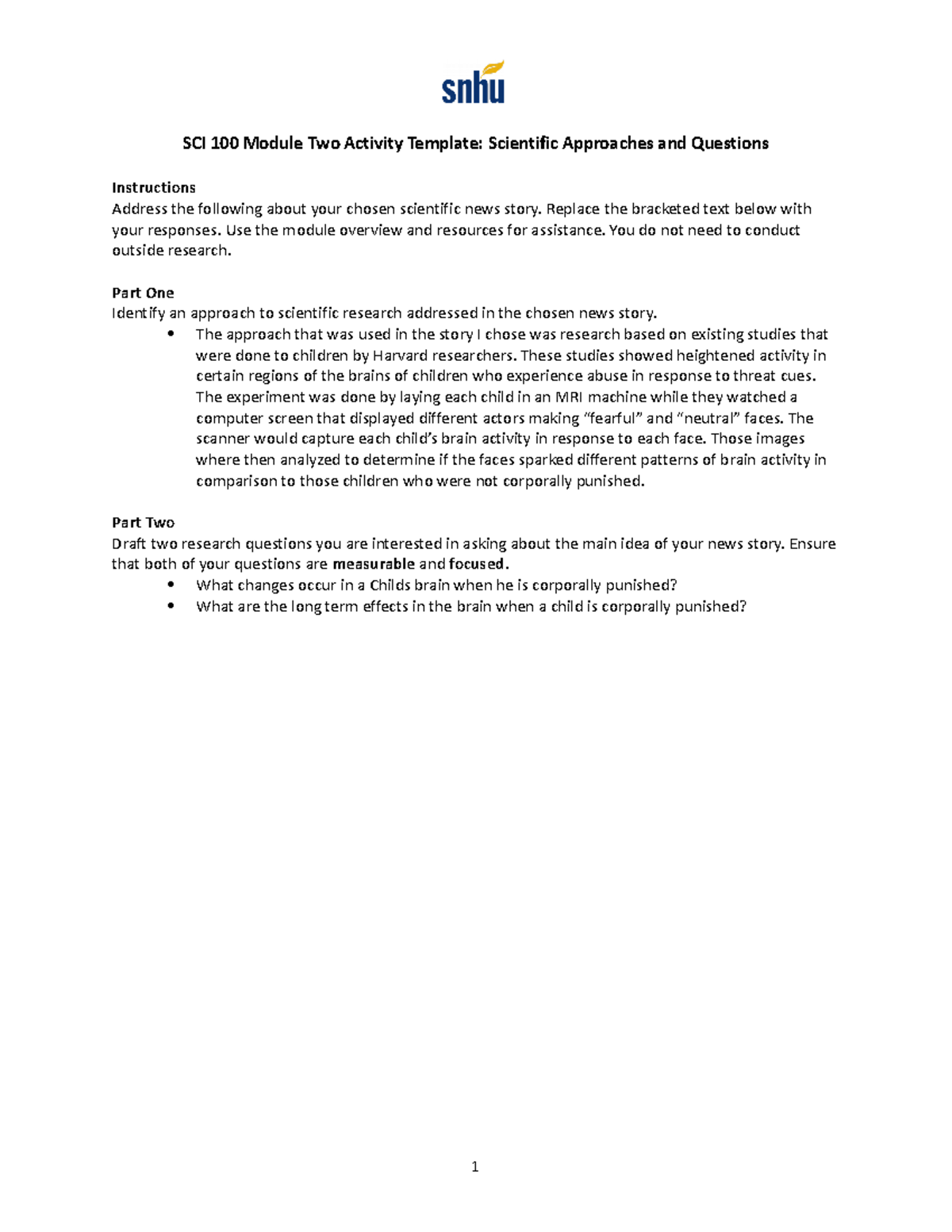SCI 100 Module Two Activity Template Ashley Rivera - SCI 100 Module Two ...