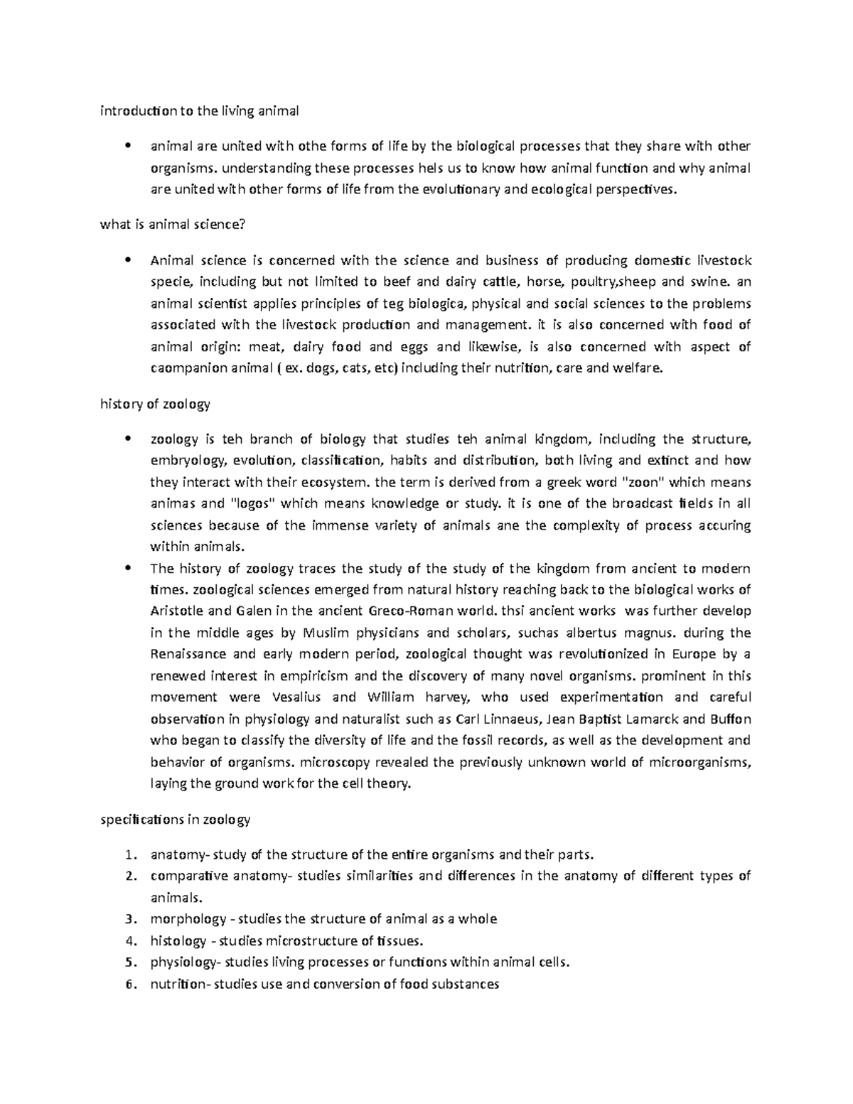 Zoology 082236 - introduction to the living animal animal are united ...