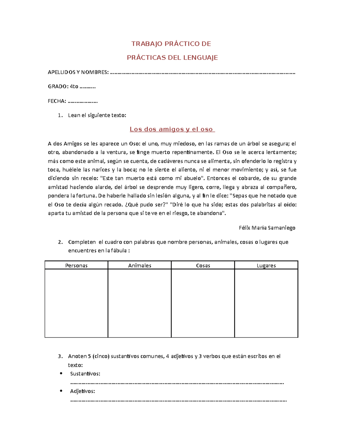 Trabajo practico de lengua 1 - TRABAJO PRÁCTICO DE PRÁCTICAS DEL ...