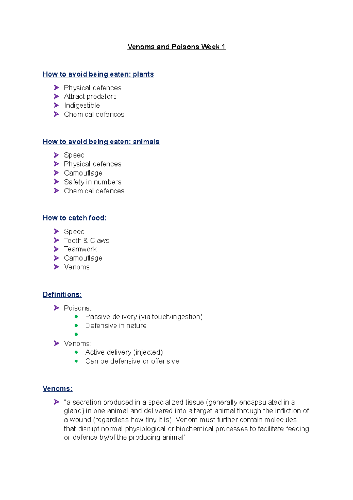 Venoms and Poisons Week 1 - Venom must further contain molecules that ...