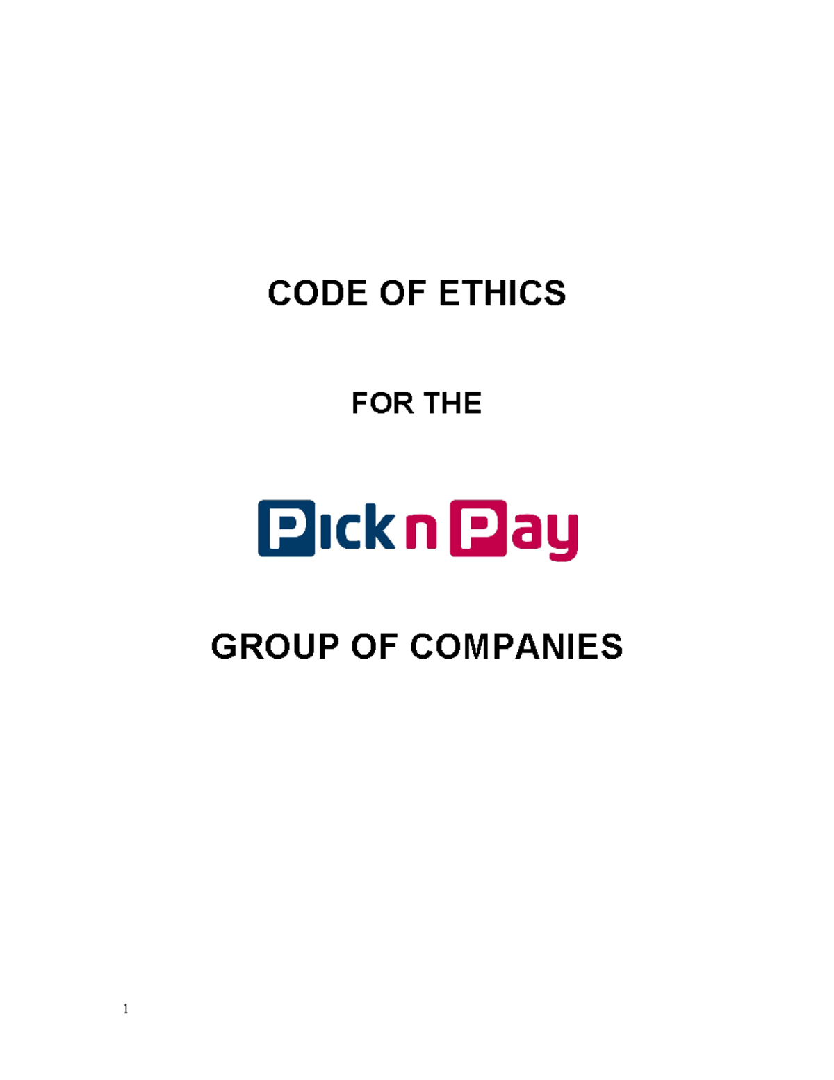 Code of ethics 2018 - CODE OF ETHICS FOR THE GROUP OF COMPANIES Table ...