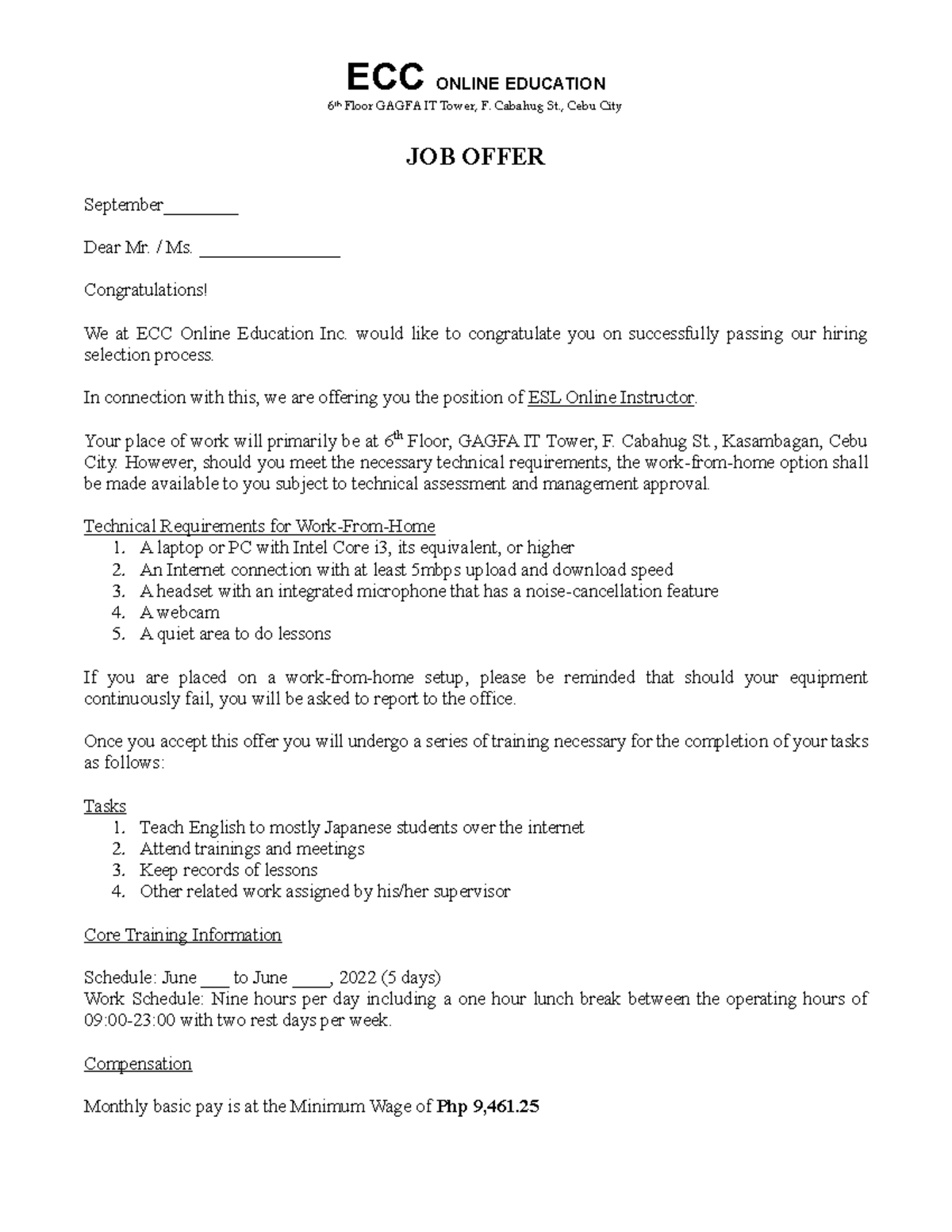 4 EOE Job Offer-1 - PE1 - ECC ONLINE EDUCATION 6 th Floor GAGFA IT ...