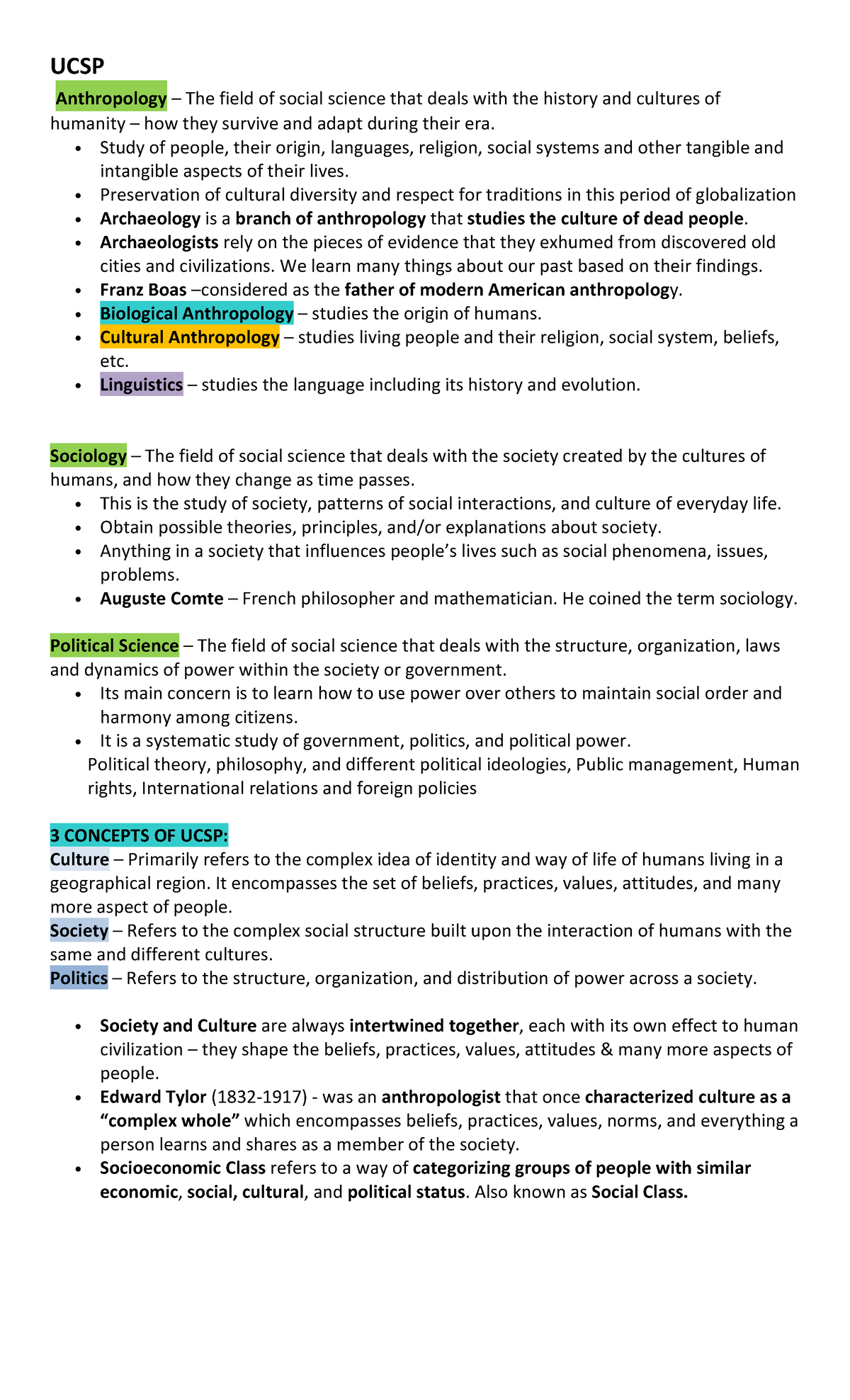 Ucsp-reviewer - UCSP Anthropology – The field of social science that ...