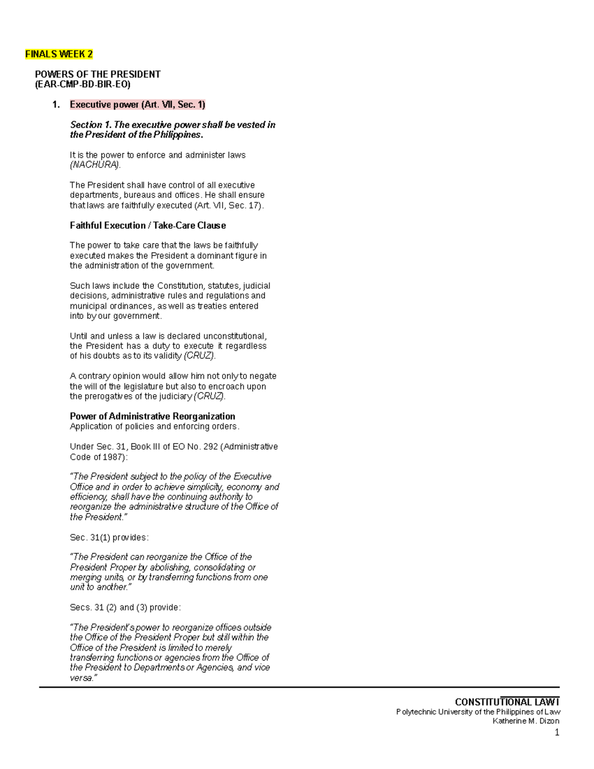 KMD- Notes - Constitutional-LAW-I-1 - CONSTITUTIONAL LAW I Polytechnic ...