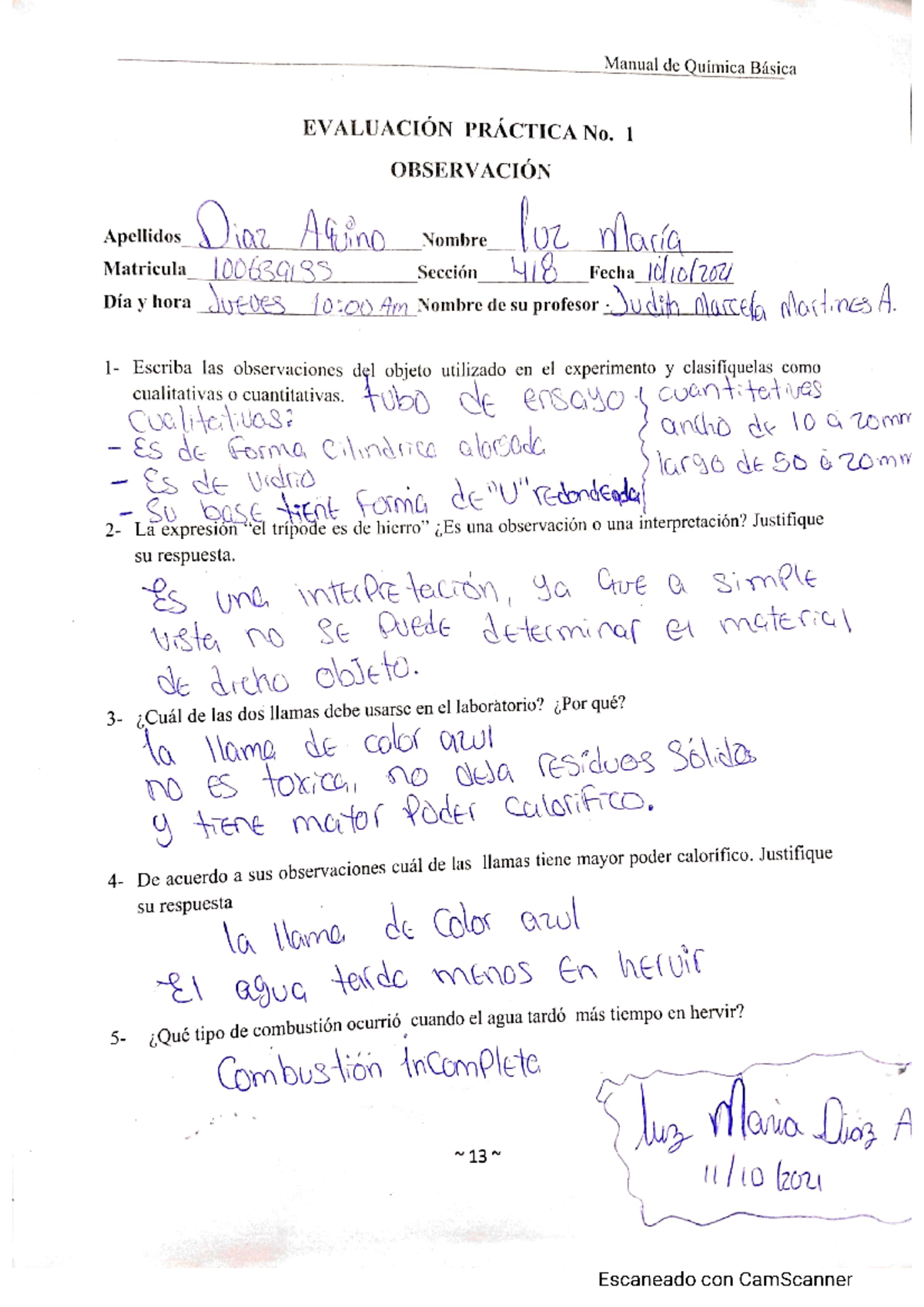 Practica NO.1 Observación del manual. Laboratorio Química Básica ...