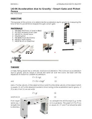AH-09A Acceleration due to gravity-using smart gate - AH-09A Acceleration due to Gravity – Smart ...