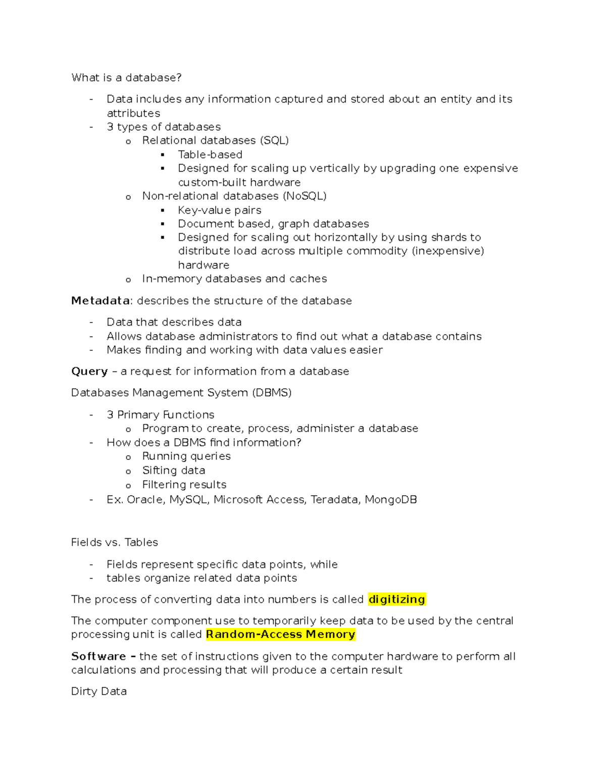 K201 Lecture - What is a database? - Data includes any information captured and stored about an ...