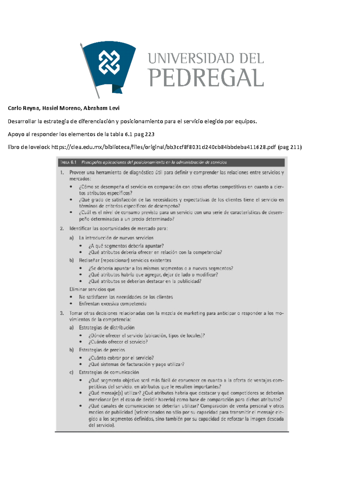 Tarea DE Servicios - Carlo Reyna, Hasiel Moreno, Abraham Levi ...