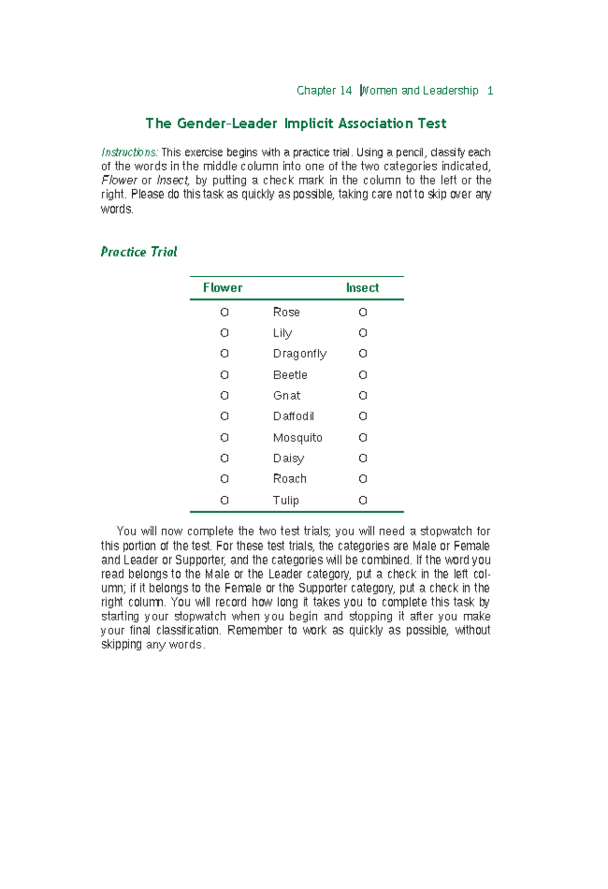 Gender-Leader IATest - material - Chapter 14 Women and Leadership 1 The ...