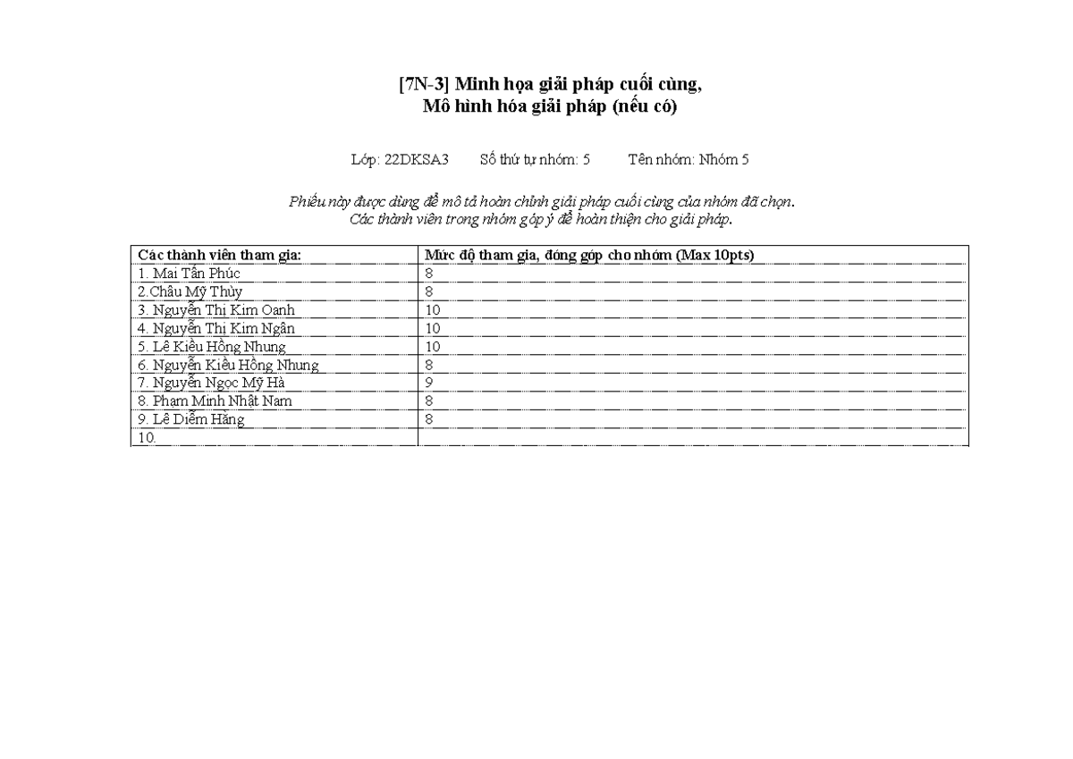 z [7C3] Lê Diễm Hằng nhóm 5 - [7N-3] Minh họa giải pháp cuối cùng, Mô ...