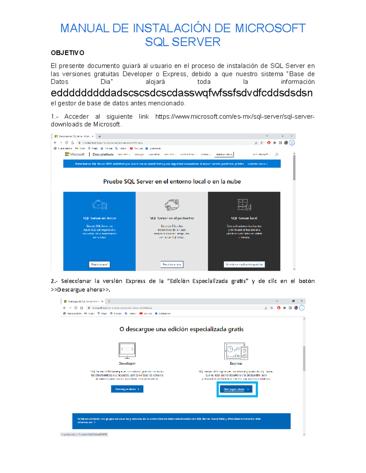 Manual DE Instalación DE Microsoft SQL Server - MANUAL DE INSTALACIÓN ...