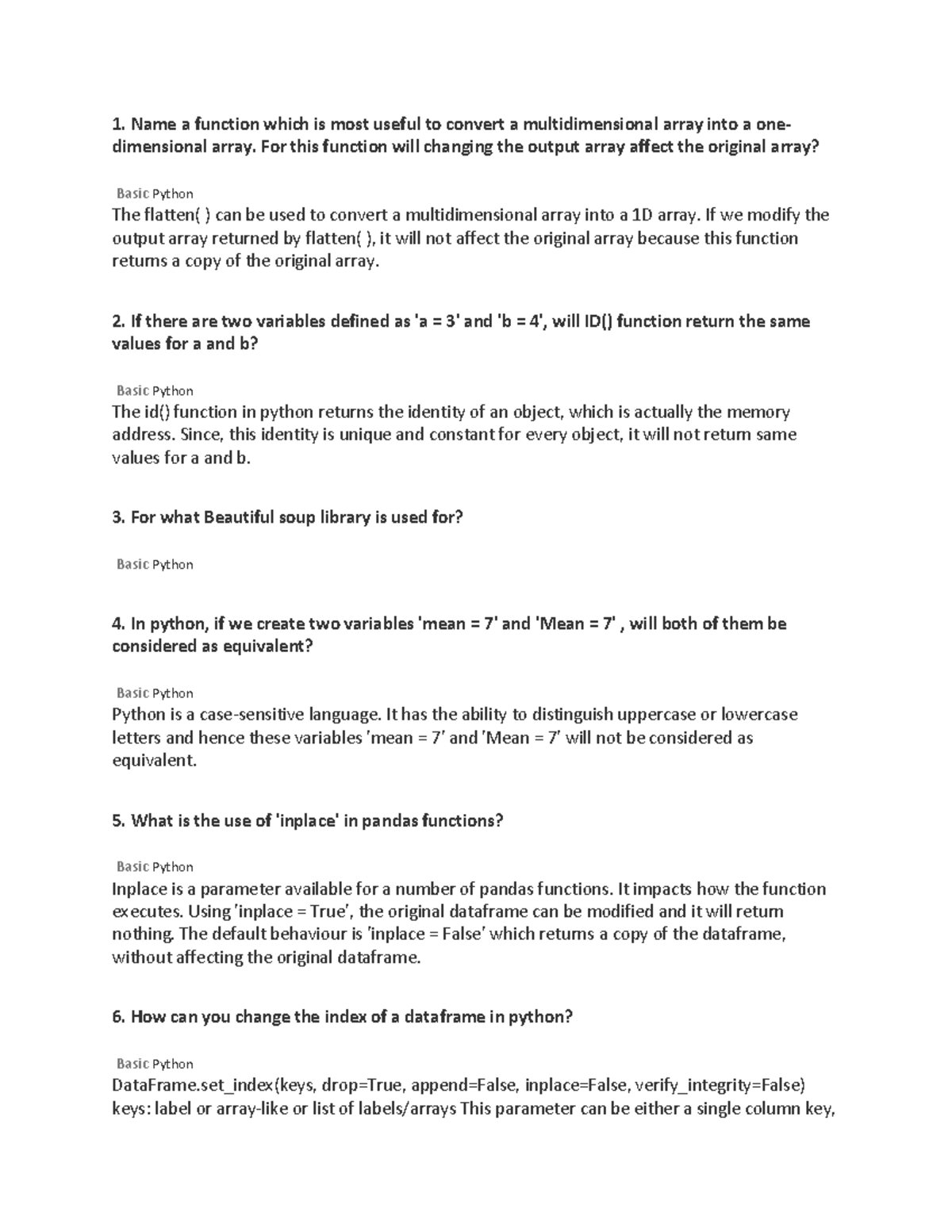 Python Interview Questions 1 Name A Function Which Is Most Useful To Convert A 6034