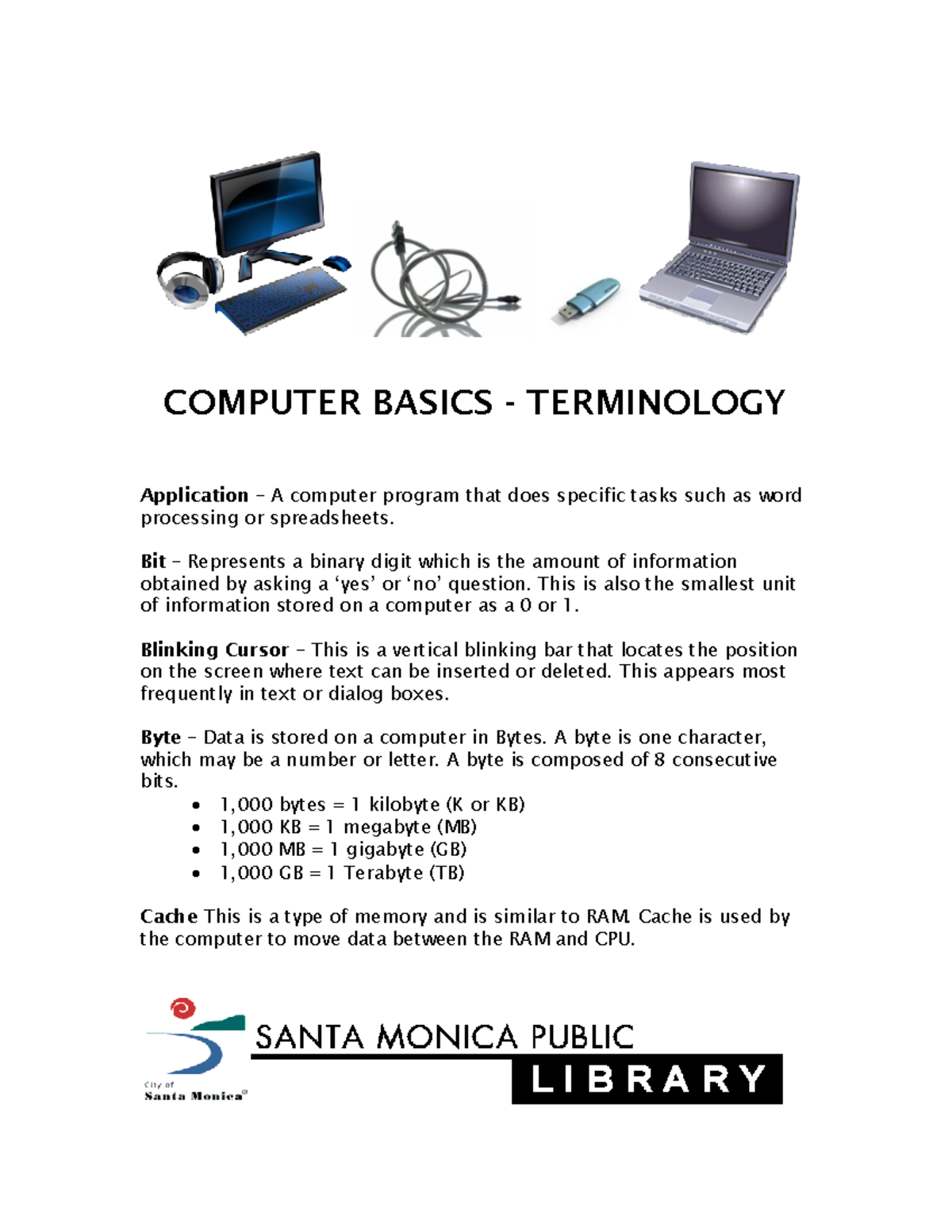 Computer Terminology - COMPUTER BASICS - TERMINOLOGY Application – A ...