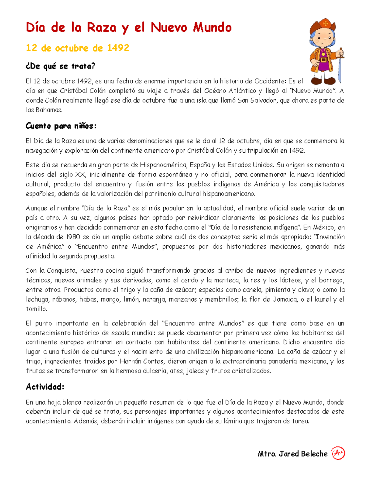 Día de la Raza y el Nuevo Mundo, qué es - Jared Beleche - Día de la ...
