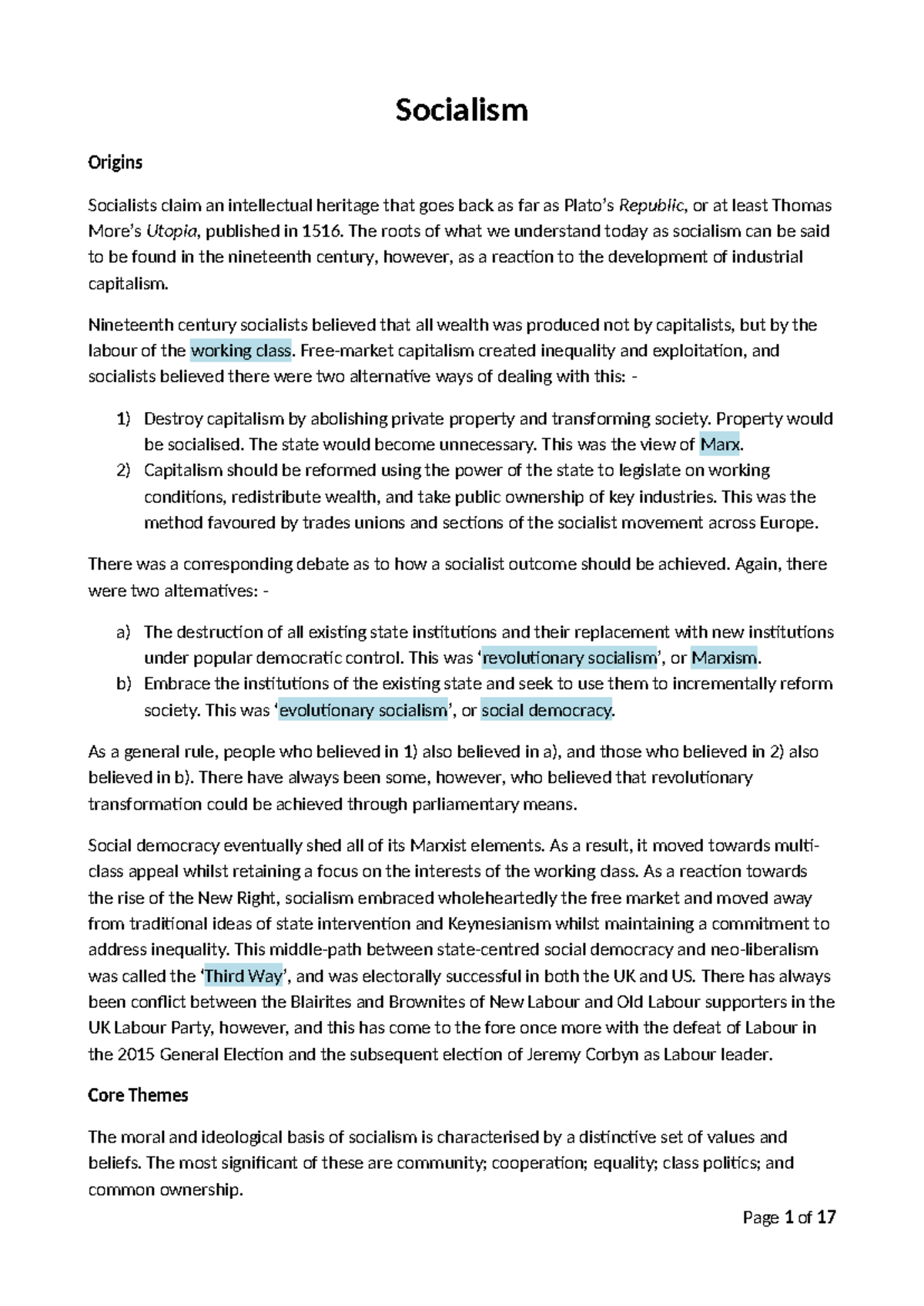 1) Socialism - lit - Socialism Origins Socialists claim an intellectual heritage that goes back ...