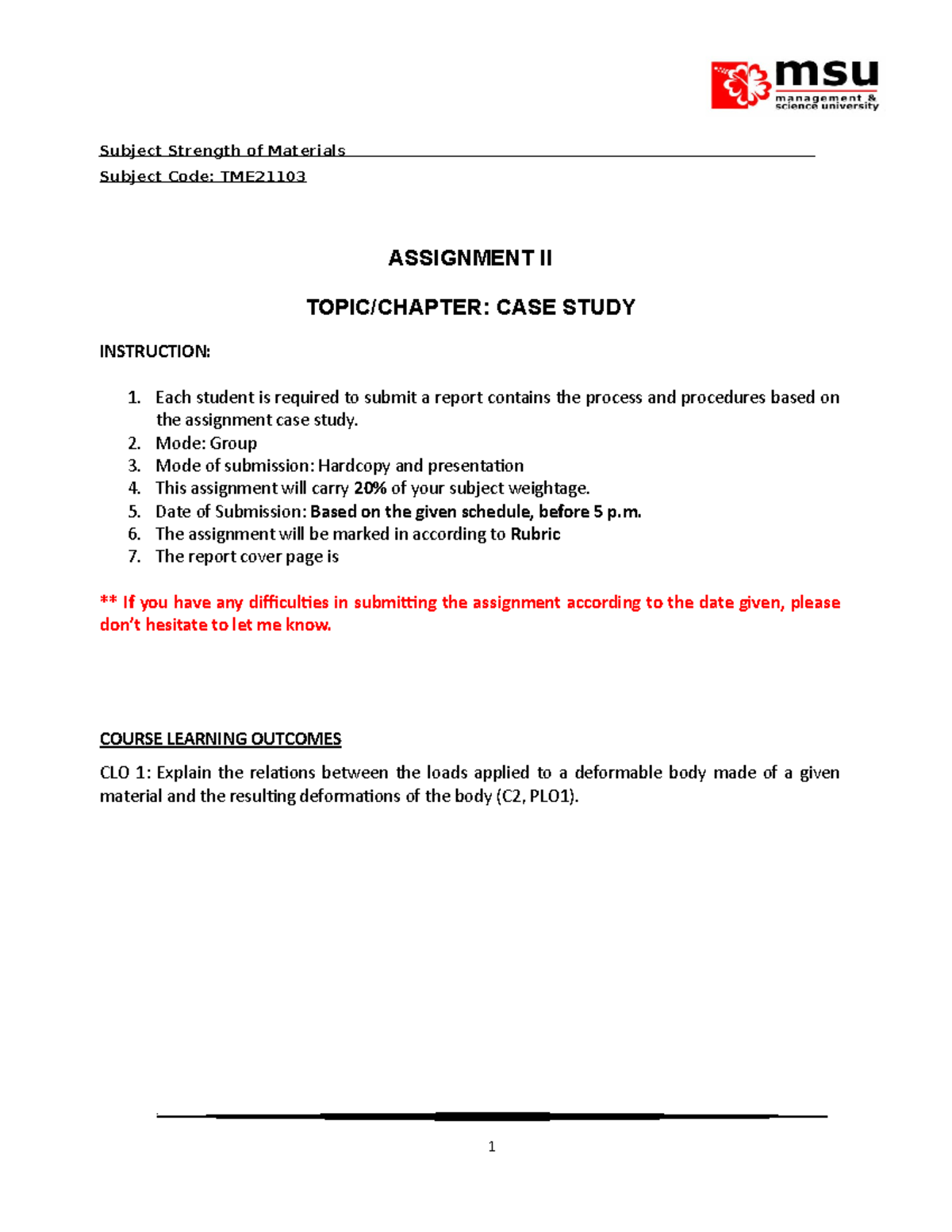 Assignment 2 & Rubric research for case study - Mechanic of Materials ...