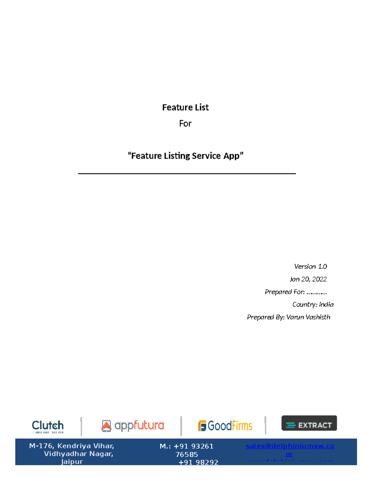 Feature Listing Service Application - Feature List For “Feature Listing ...