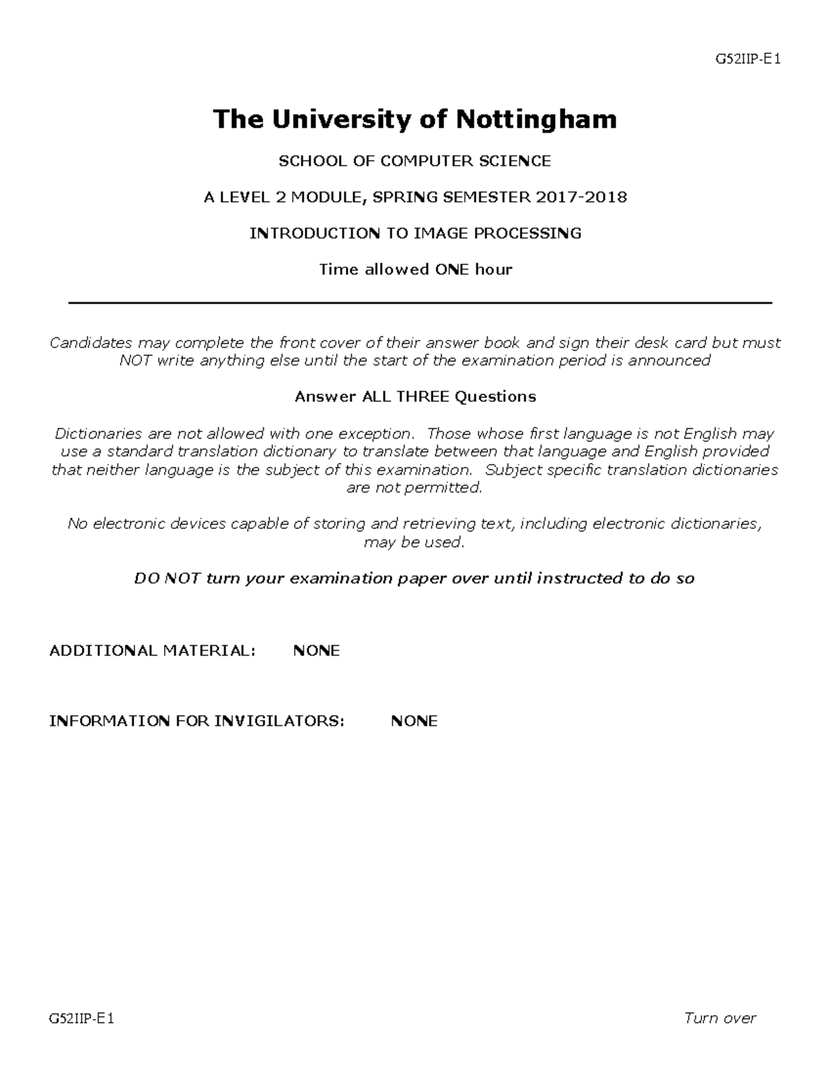 G52IIP-E1 -1718 - The University of Nottingham SCHOOL OF COMPUTER ...