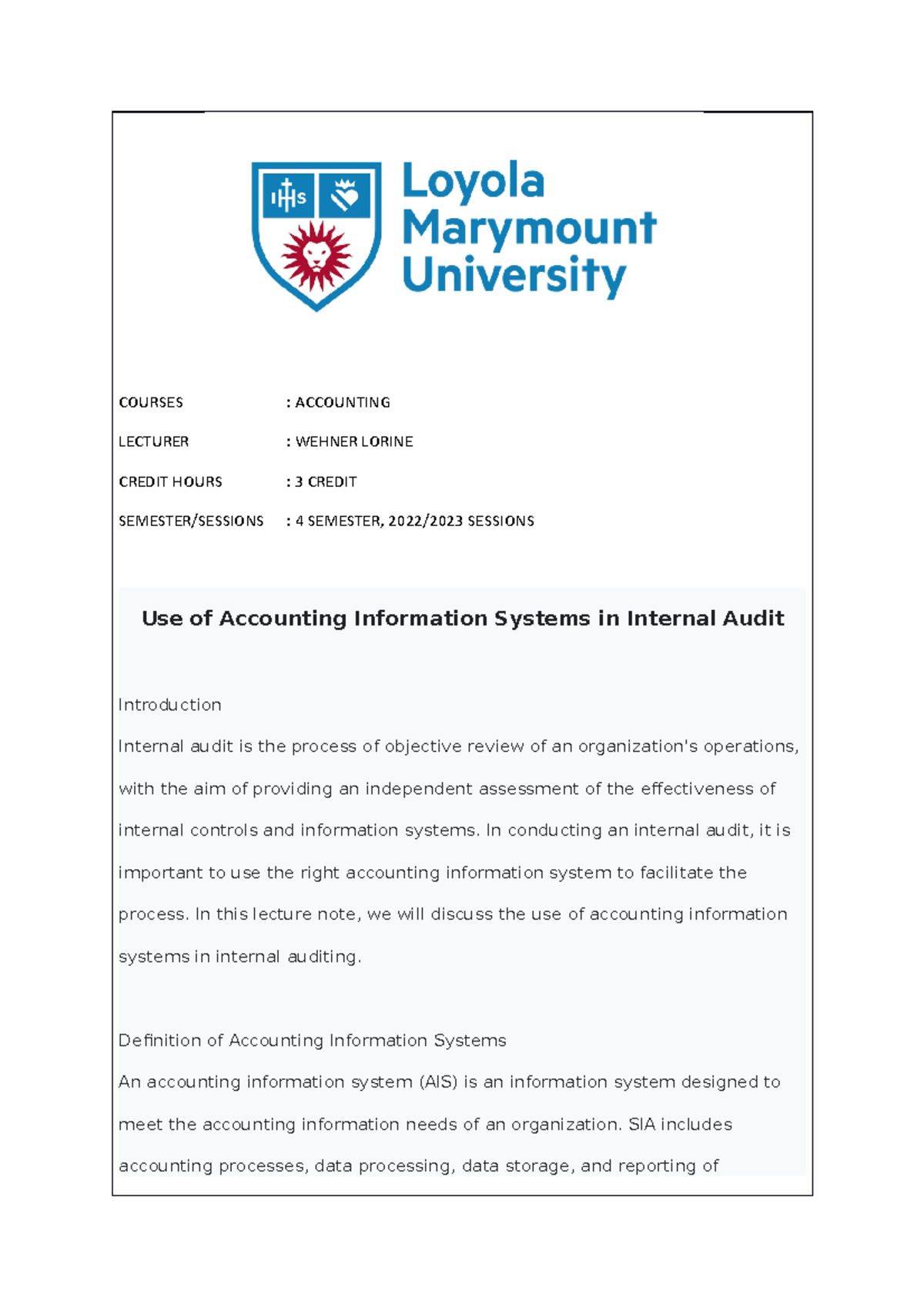 Use Of Accounting Information Systems In Internal Audit COURSES use-of-accounting-information-systems-in-internal-audit-courses