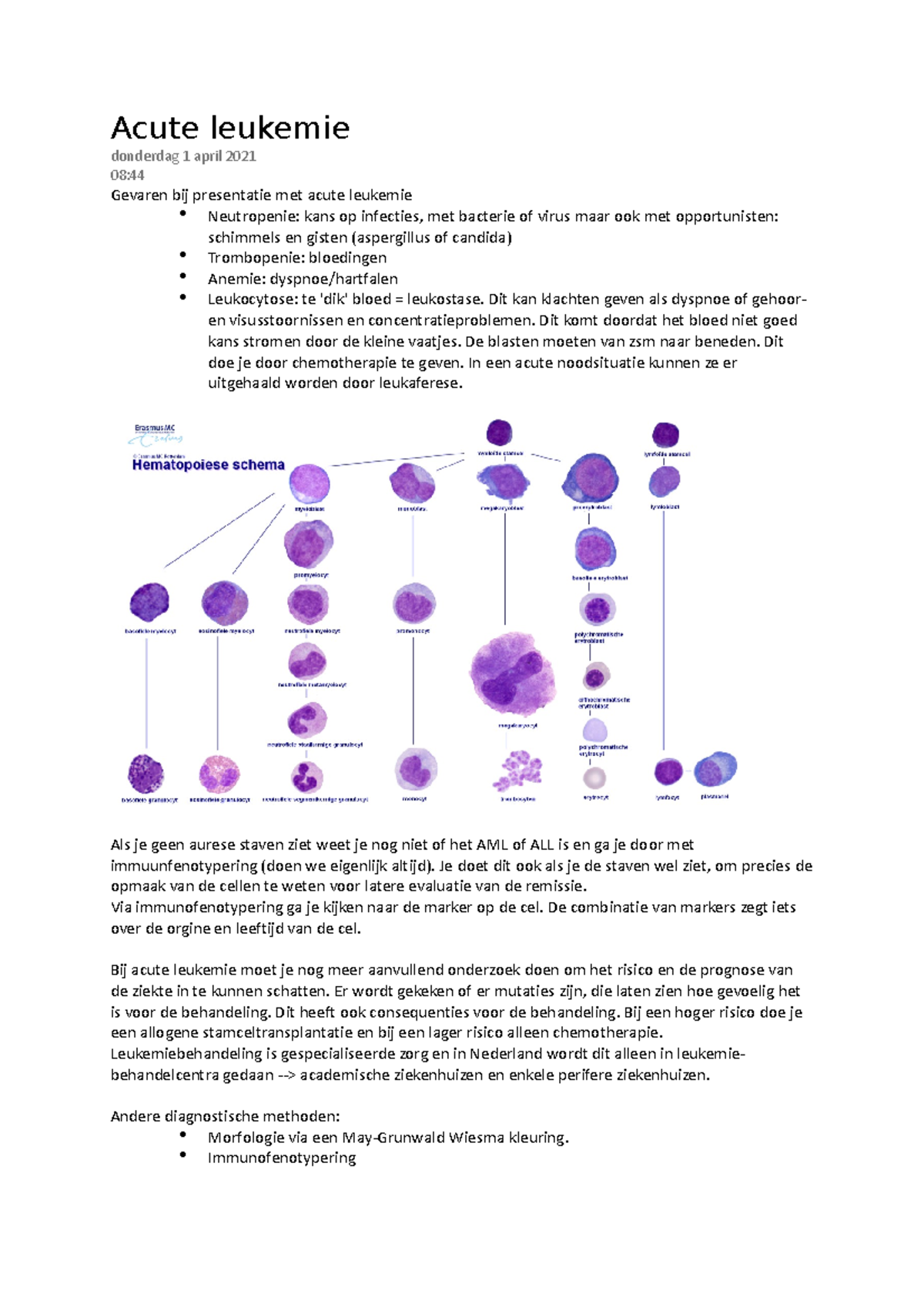 Acute leukemie - Acute leukemie donderdag 1 april 2021 08: Gevaren bij ...