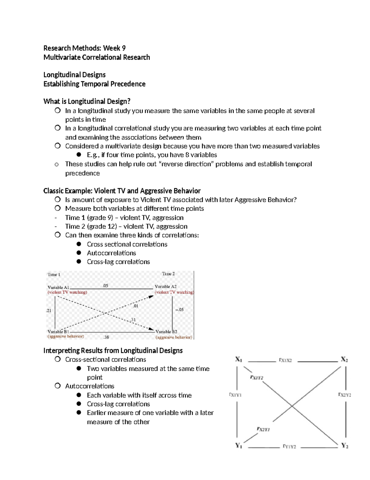Week 9 - notes - Research Methods: Week 9 Multivariate Correlational ...