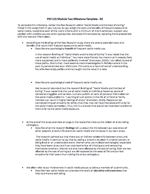 PSY260 Project Two RZ - 1 Project Two Reuben Zuazua Southern New ...