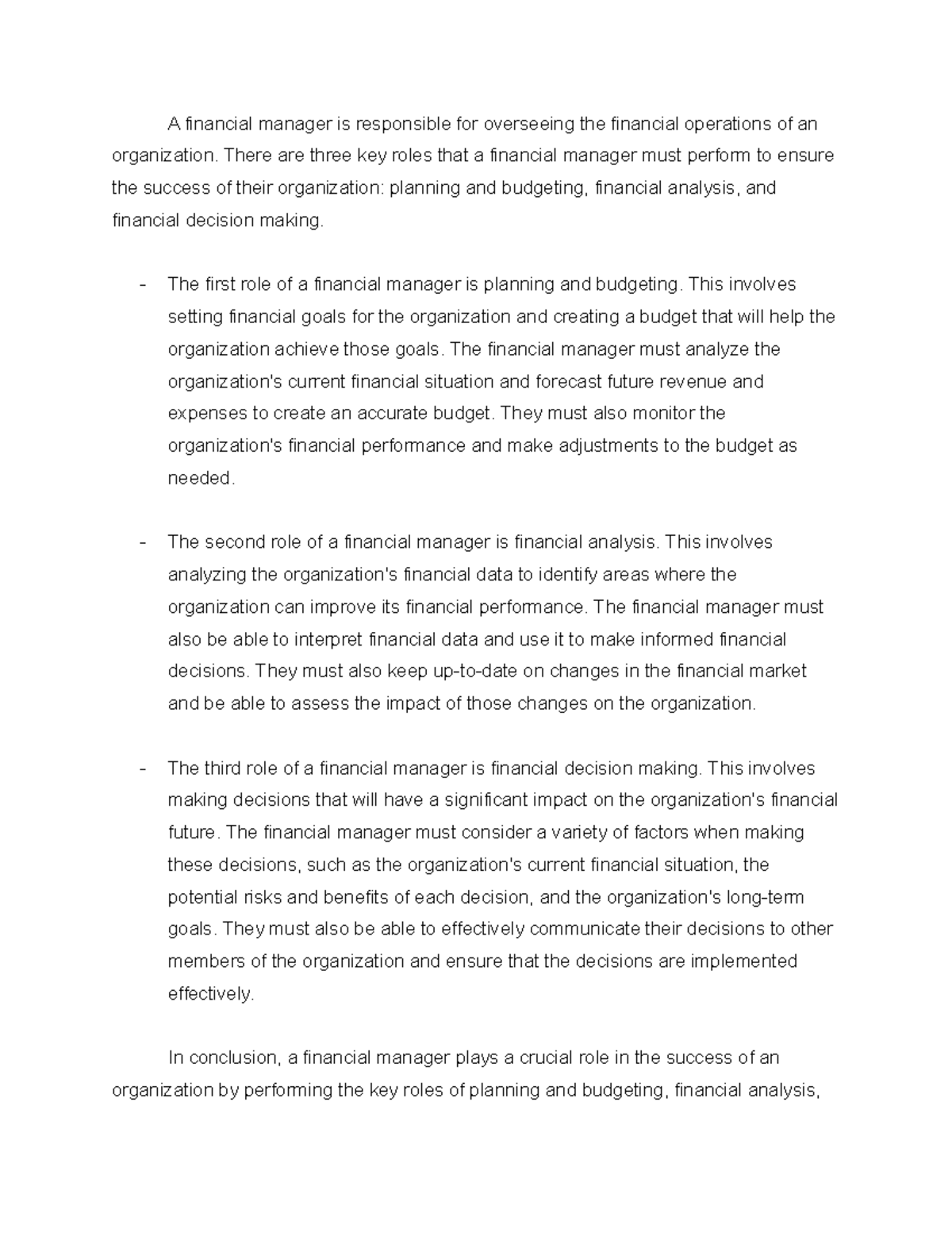 Financial Manager Notes - A financial manager is responsible for ...