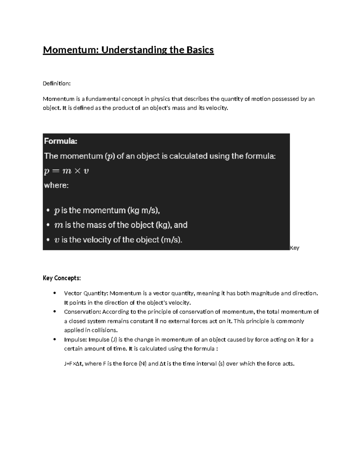 Phy doc 2 - Information on science - Momentum: Understanding the Basics ...