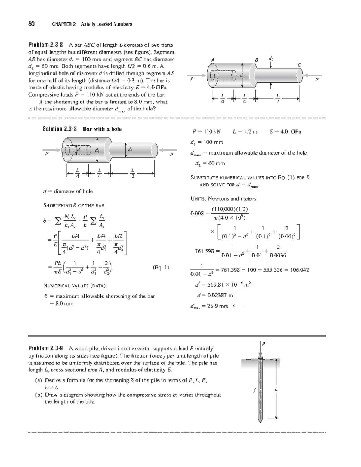 02 02 Chap Gere iananias Solution 2 8 Bar With A Hole 80 CHAPTER 2