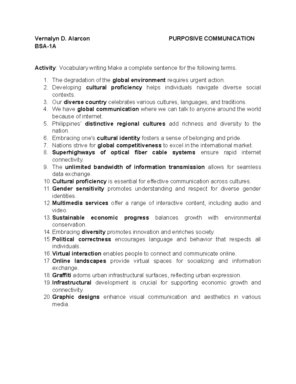 Pur Com Vocabulary Writing - Vernalyn D. Alarcon PURPOSIVE ...