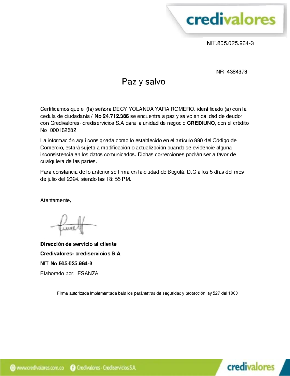 Paz y salvo deicy 2 - vbbnn - Paz y salvo Certificamos que el (la ...